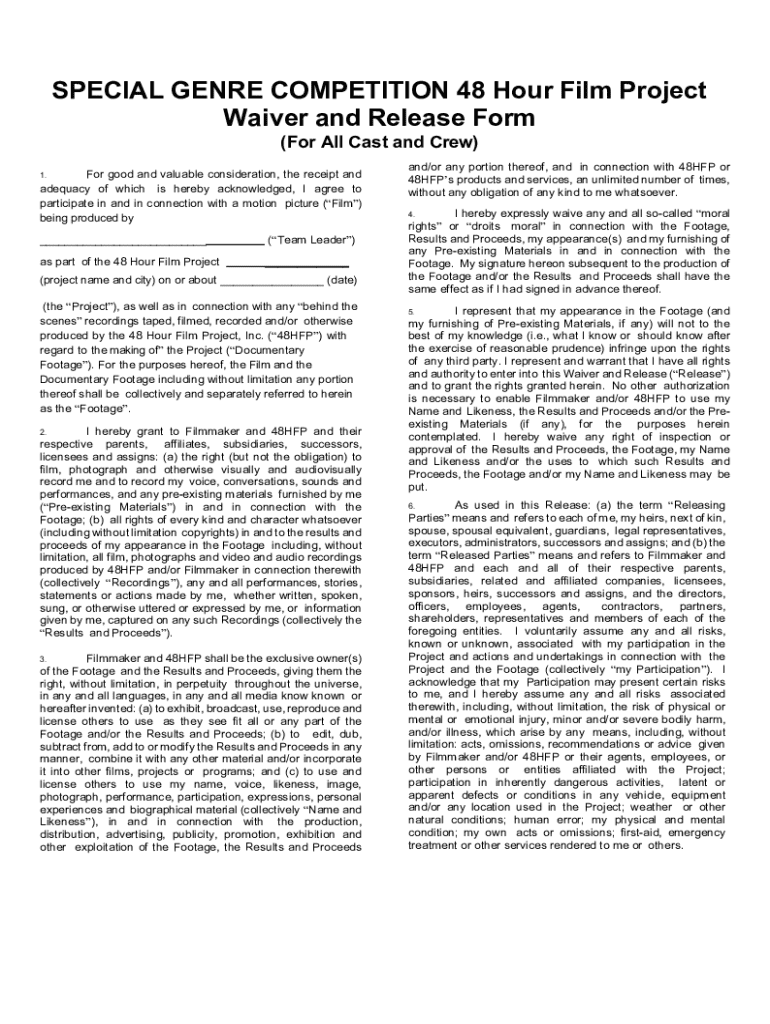 Fillable Online Waiver and Release Form Fax Email Print - pdfFiller