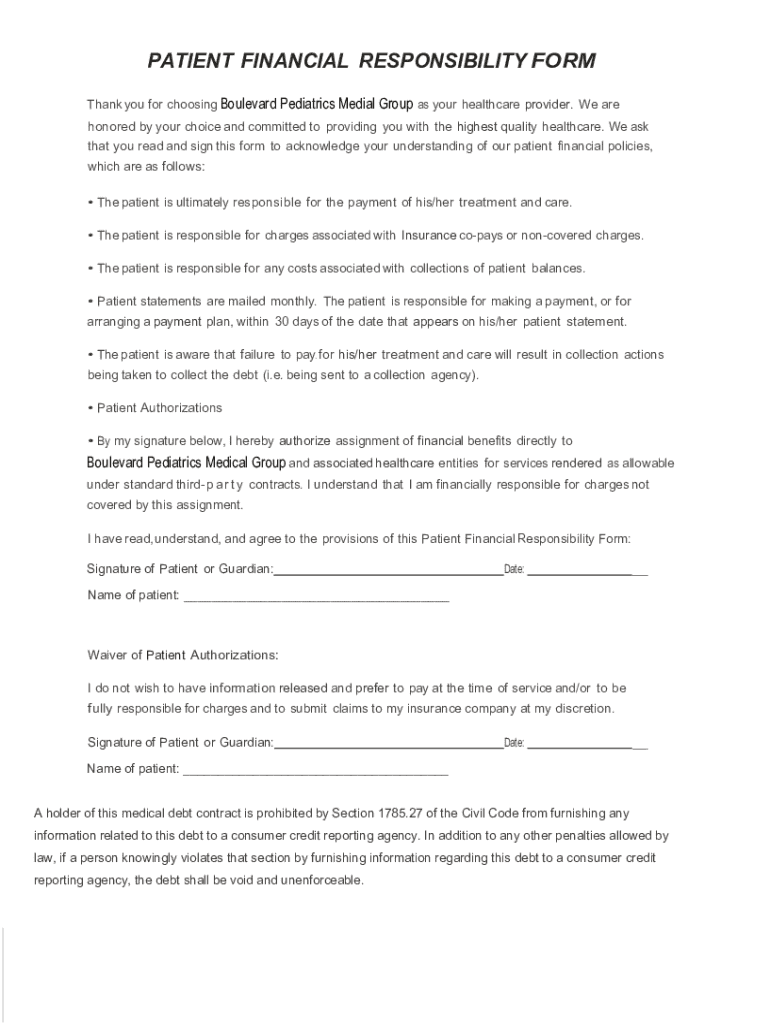Fillable Online Patient Financial Responsibility Fax Email Print ...