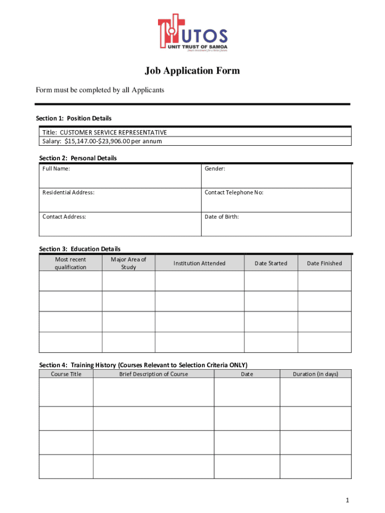 Fillable Online Job Application Form Fax Email Print - pdfFiller