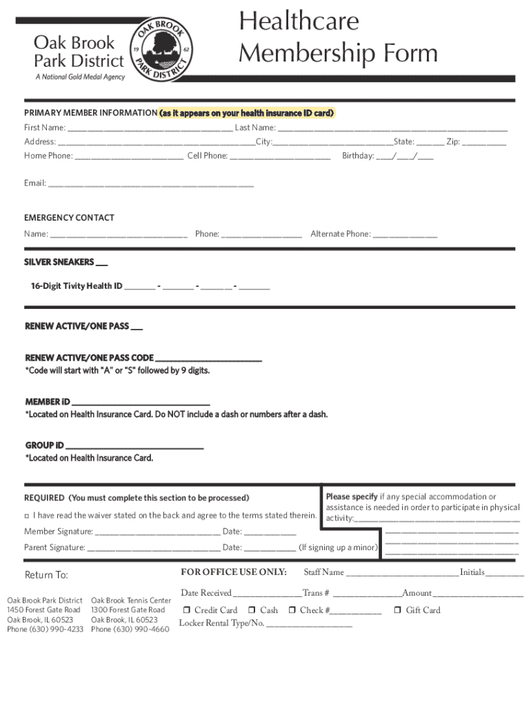 Fillable Online Healthcare Membership Form Fax Email Print - pdfFiller