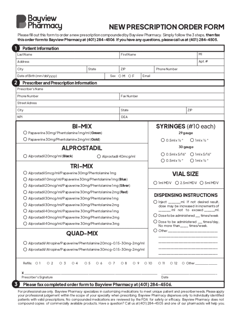 Fillable Online New Prescription Order Form Fax Email Print - pdfFiller