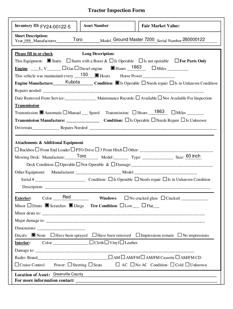 Fillable Online Tractor Inspection Fax Email Print - pdfFiller