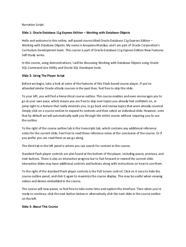 Fillable Online Oracle Database 11g Express Edition Working With Database Objects Fax Email 9801