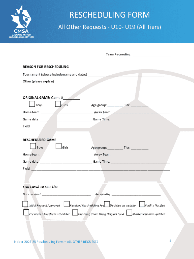 Fillable Online All Other Requests - U10- U19 (all Tiers) Fax Email ...
