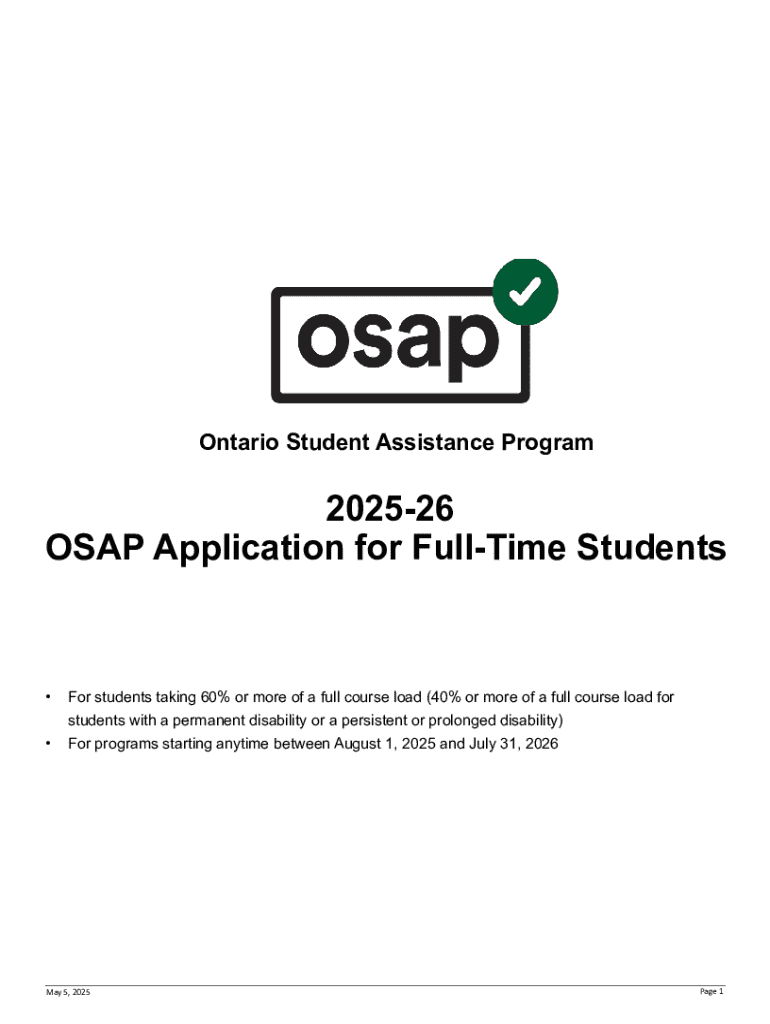 Fillable Online 2025-26 Osap Application for Full-time Students Fax ...