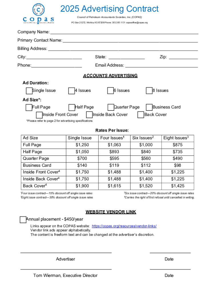 Fillable Online 2025 Advertising Contract Fax Email Print - pdfFiller