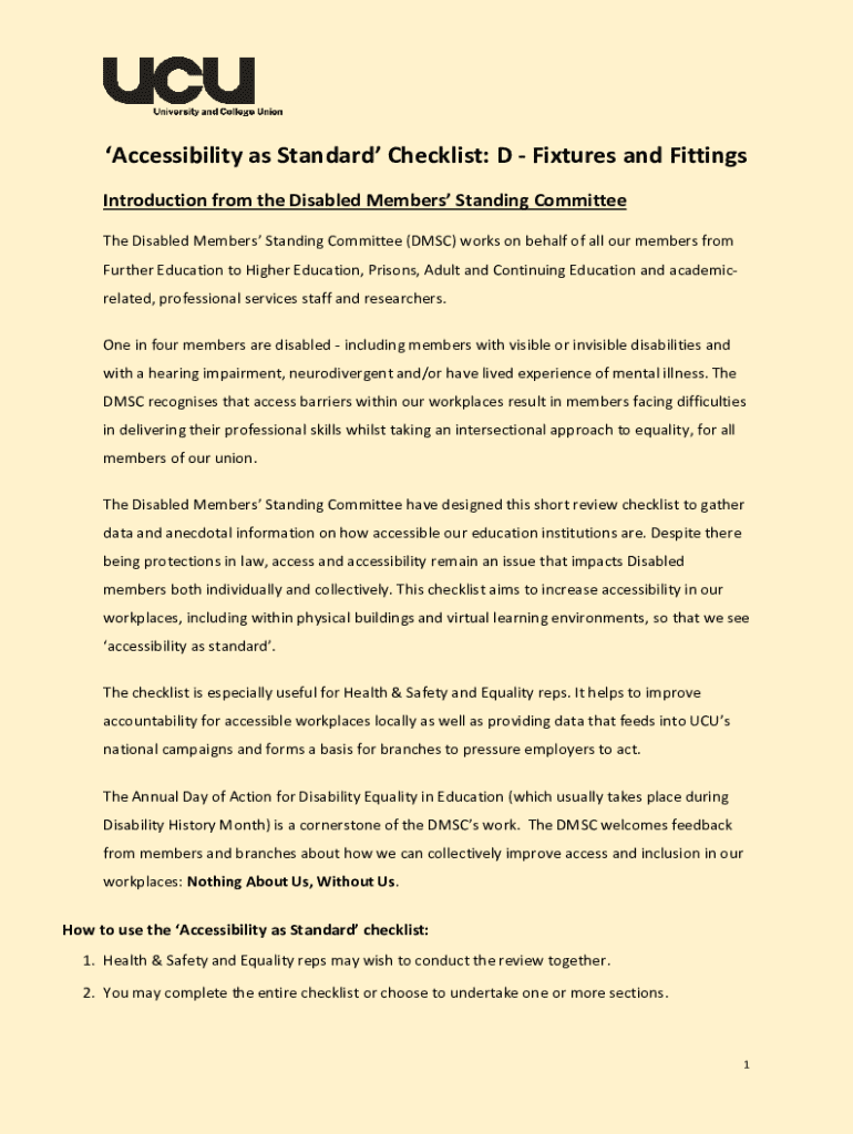 Fillable Online ‘accessibility as Standard’ Checklist Fax Email Print ...