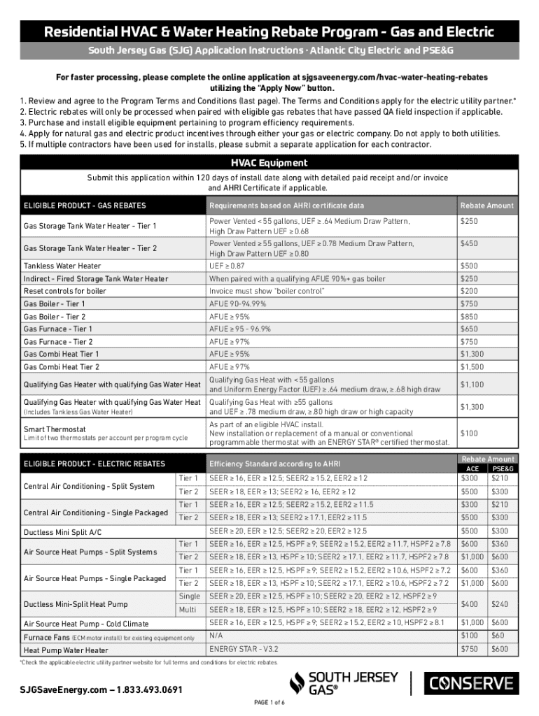 Fillable Online Residential Hvac & Water Heating Rebate Program - Gas ...