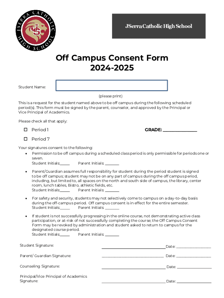 Fillable Online Off Campus Consent Form 2024-2025 Fax Email Print ...