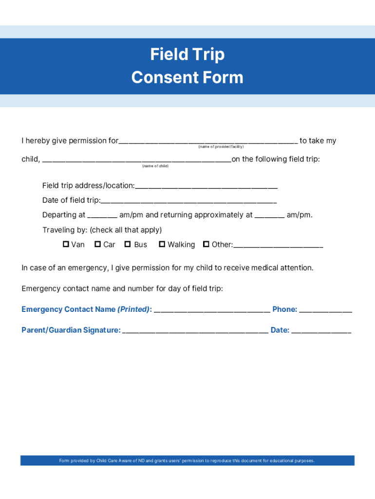 Fillable Online Field Trip Permission Fax Email Print - pdfFiller