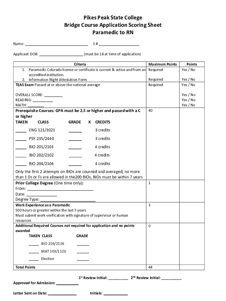 Fillable Online Paramedic to Rn Bridge Course Application Fax Email ...