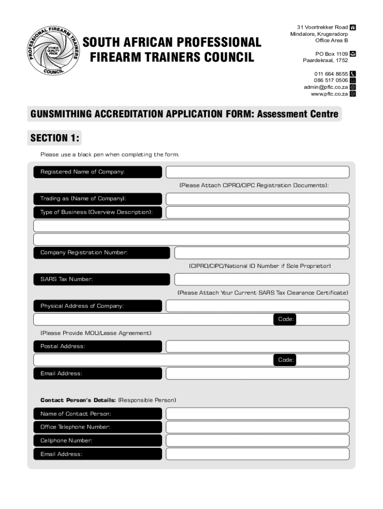 Fillable Online Gunsmithing Accreditation Application Form: Assessment ...