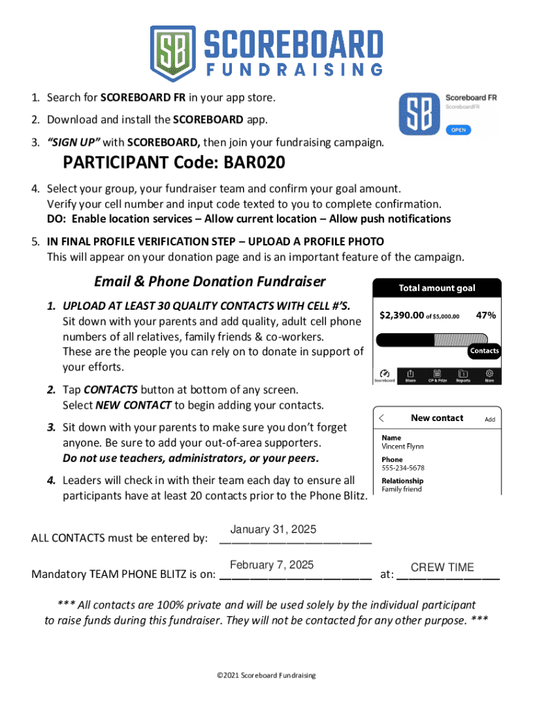 Fillable Online Scoreboard Fundraising Instructions Fax Email Print - pdfFiller