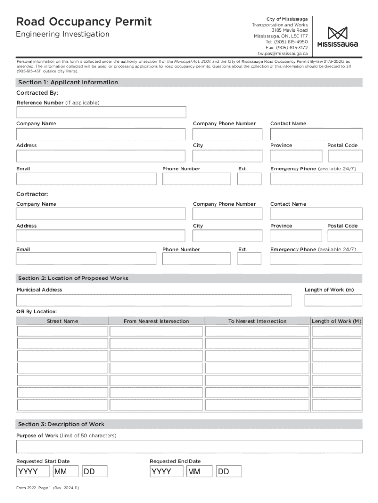 Fillable Online Road Occupancy Permit Fax Email Print - pdfFiller