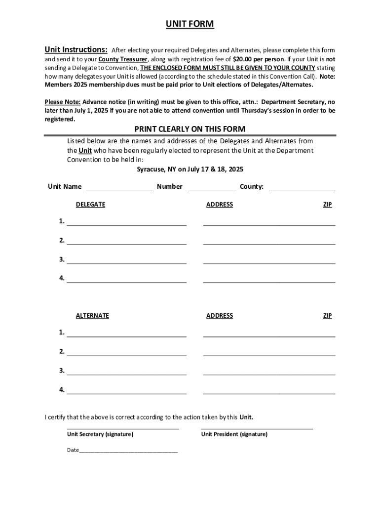 Fillable Online Unit Delegate and Alternate Registration Fax Email Print - pdfFiller