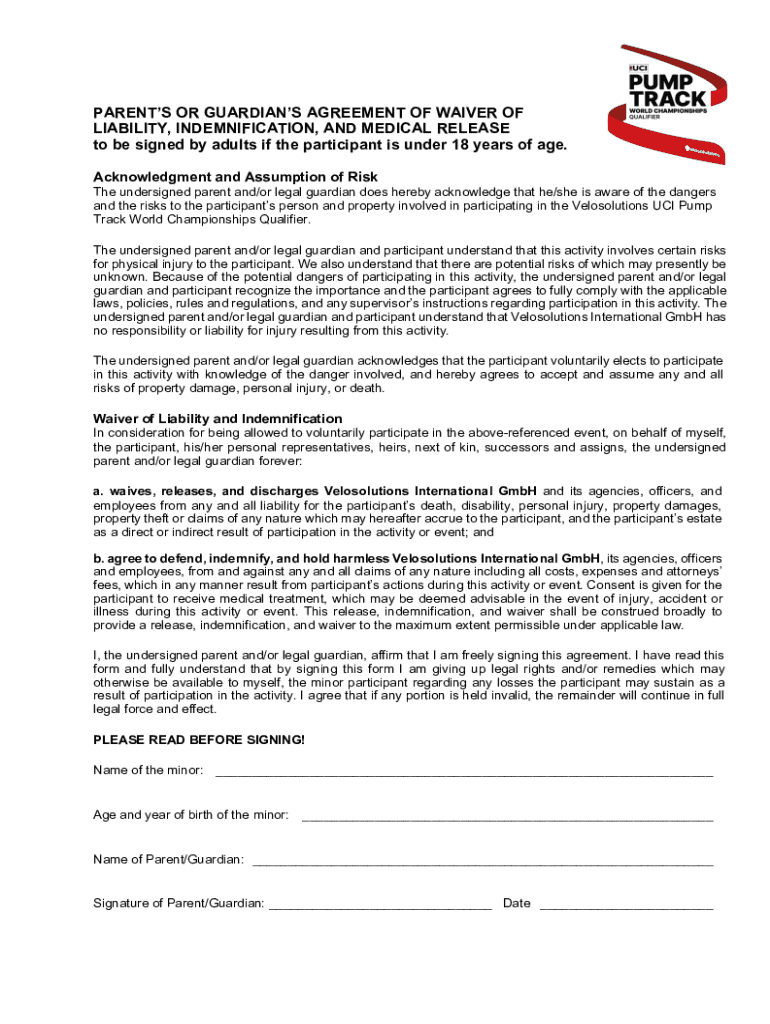 Fillable Online Waiver of Liability, Indemnification, and Medical ...