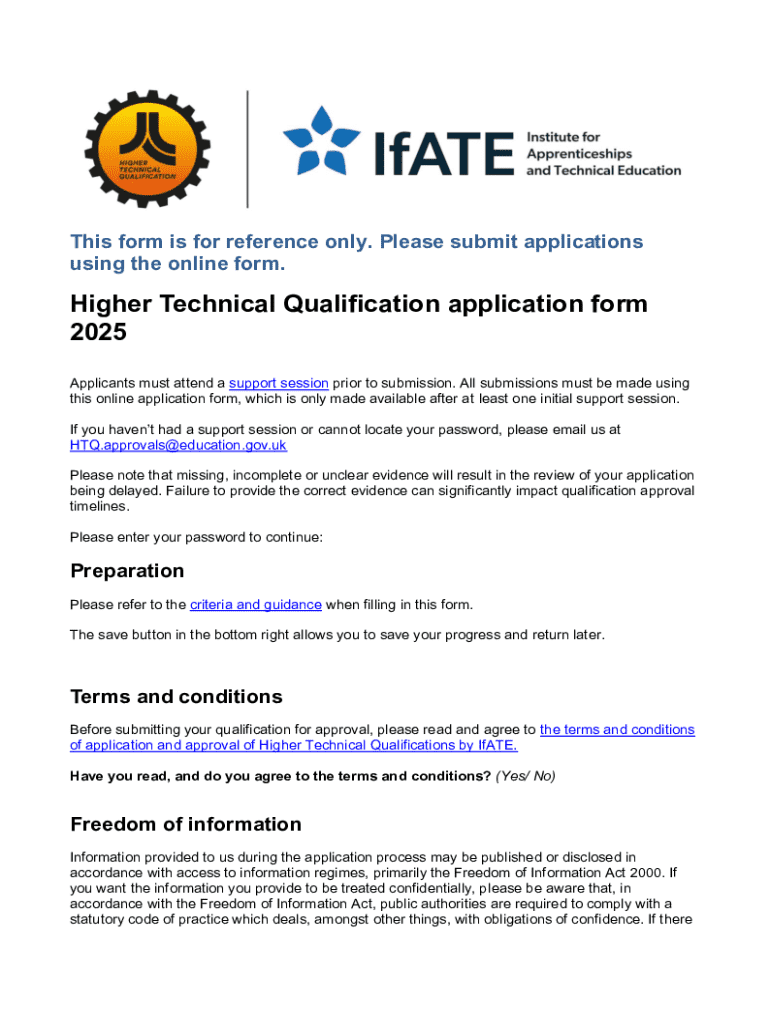 Fillable Online Higher Technical Qualification Application Fax Email Print - pdfFiller