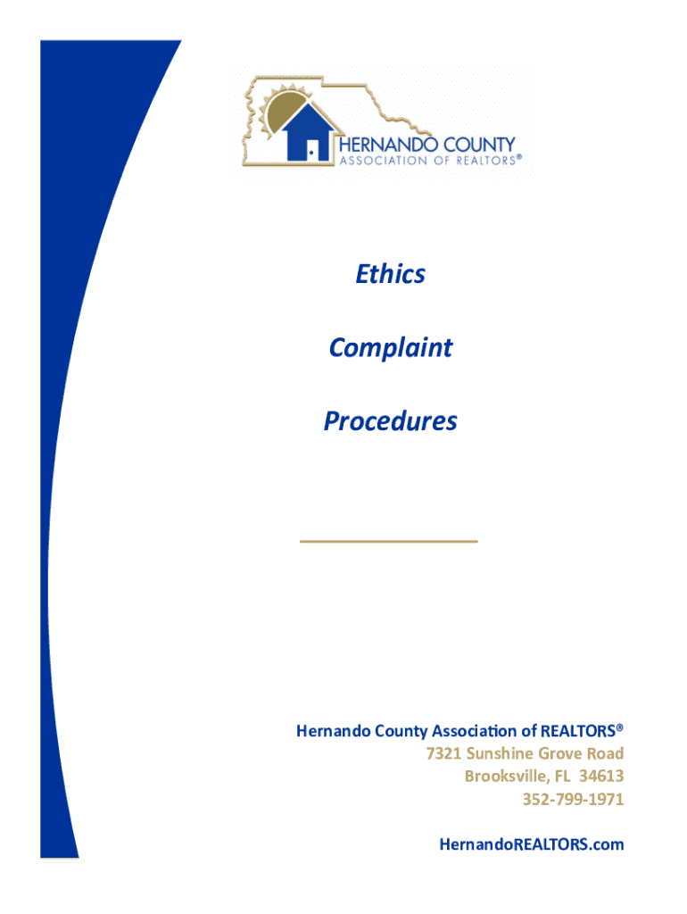 Fillable Online Hernando County Association of Realtors® - Ethics ...