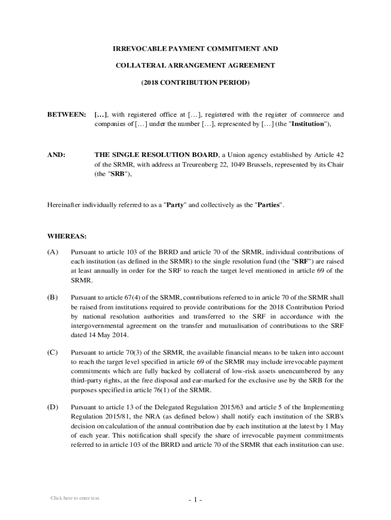 Fillable Online Irrevocable Payment Commitment and Collateral ...