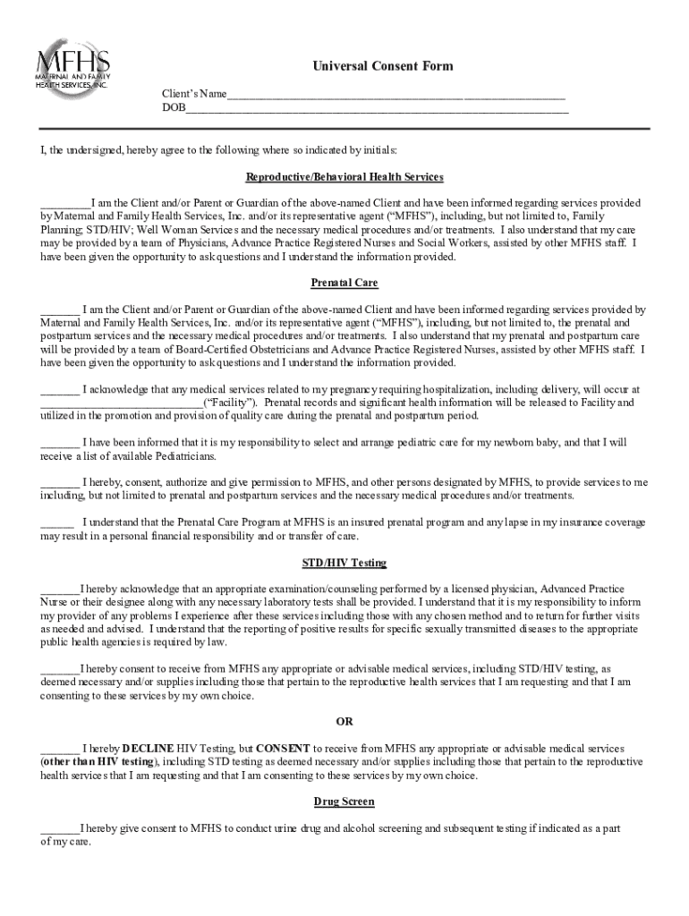 Fillable Online Universal Consent Form Fax Email Print - pdfFiller