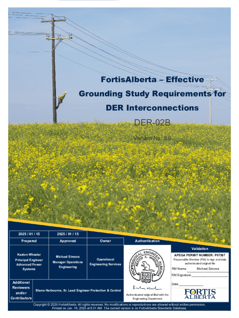 Fillable Online Effective Grounding Study Requirements for Der ...