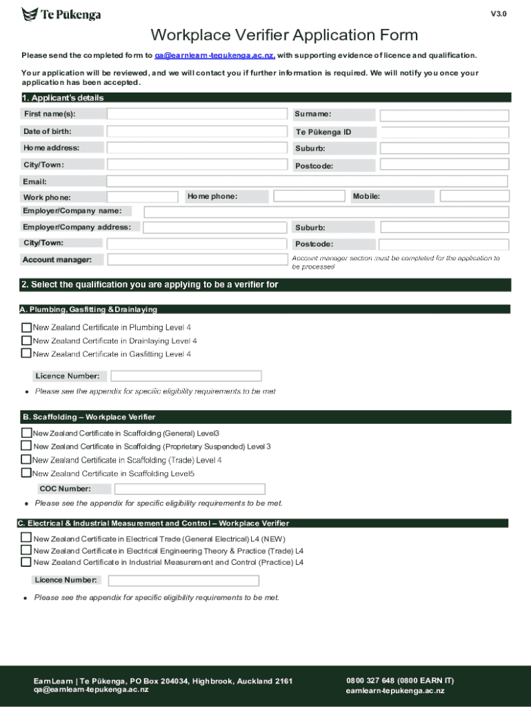 Fillable Online Workplace Verifier Application Form Fax Email Print ...