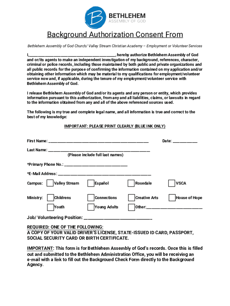 Fillable Online Background Authorization Consent Form Fax Email Print - pdfFiller