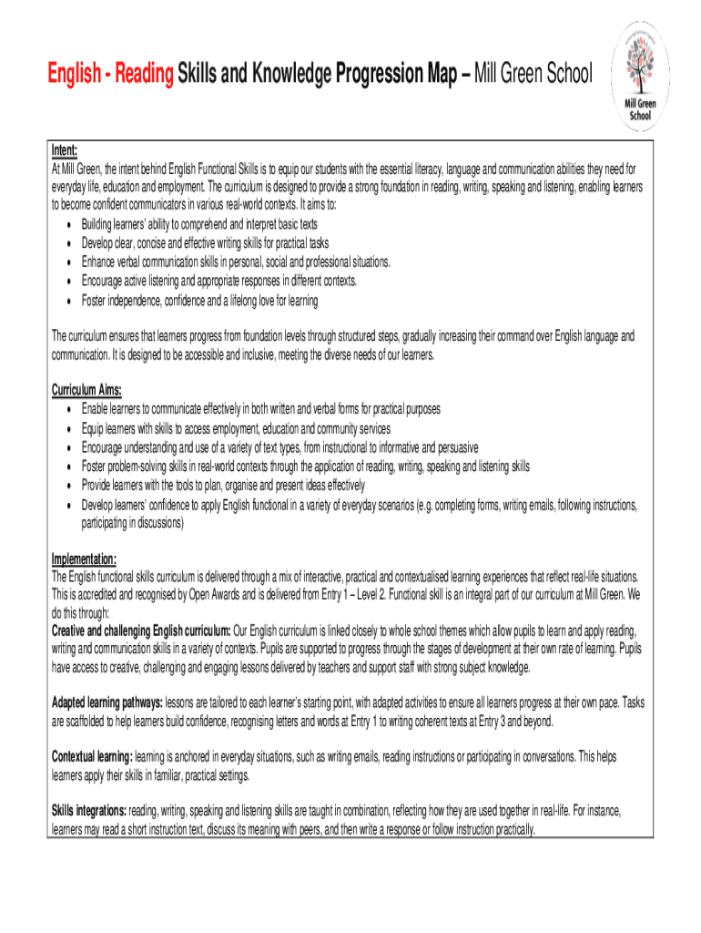 Fillable Online English Functional Skills Curriculum Fax Email Print - pdfFiller