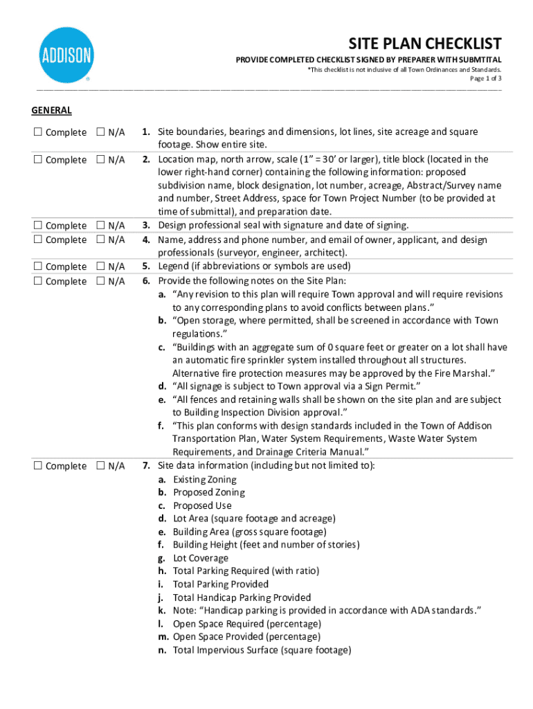 Fillable Online Site Plan Checklist Fax Email Print - pdfFiller