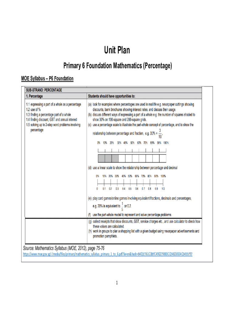 Fillable Online Primary 6 Foundation Mathematics (percentage) Fax Email ...