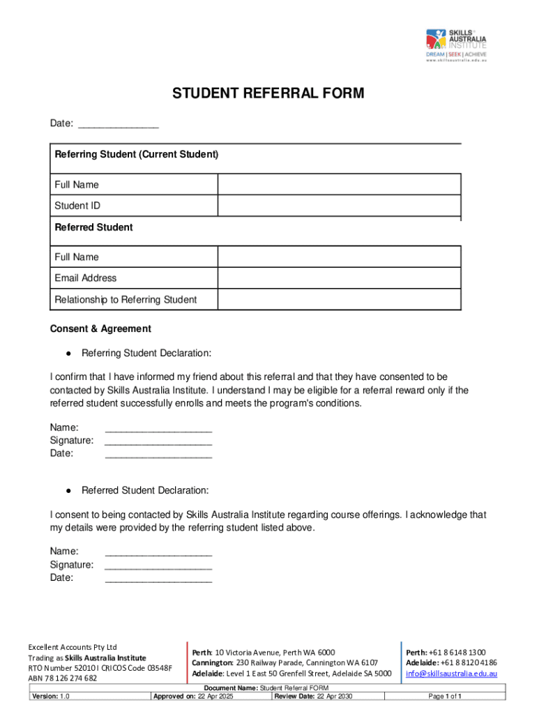 Fillable Online Student Referral Form Fax Email Print - pdfFiller