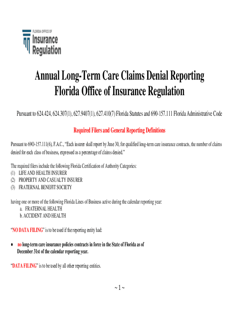 Fillable Online Annual Long-term Care Claims Denial Reporting Fax Email ...