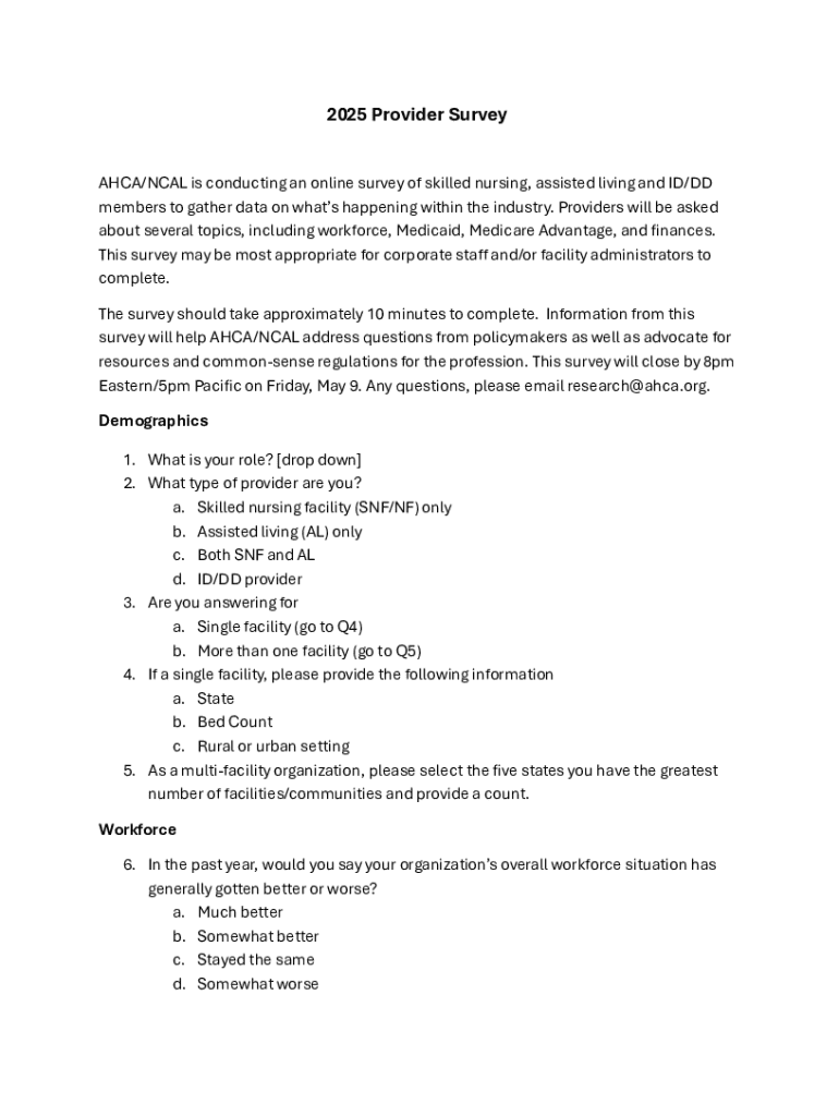Fillable Online 2025 Provider Survey Fax Email Print - pdfFiller
