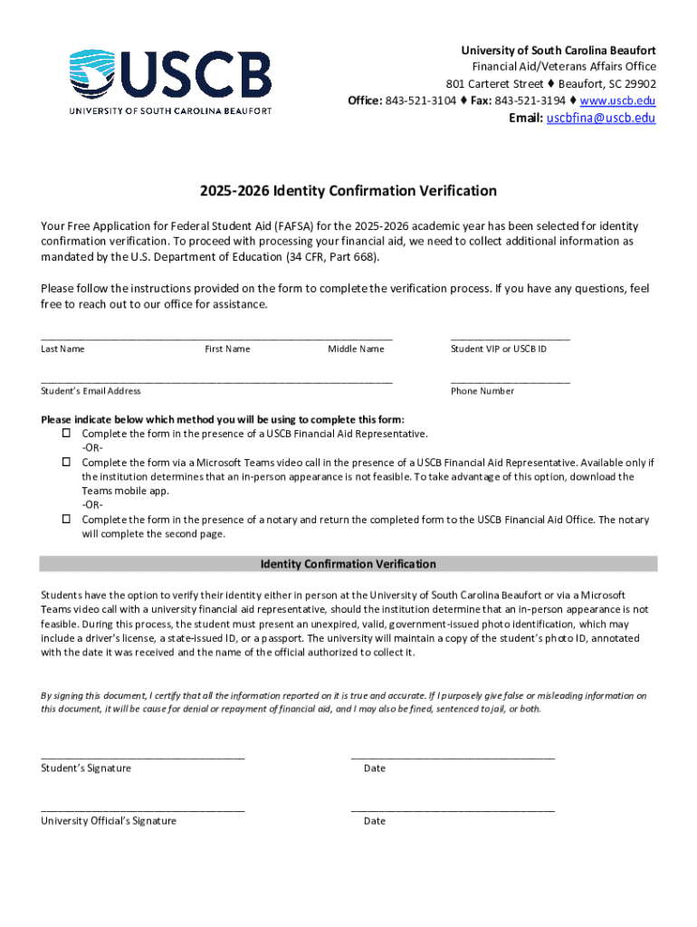 Fillable Online Identity Confirmation Verification Form Fax Email Print ...