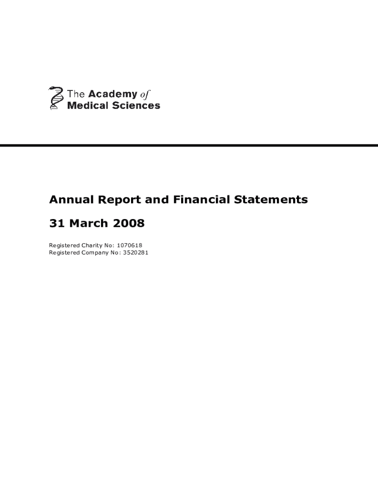Fillable Online Annual Report and Financial Statements for the Year Ending 31 March 2008 Fax ...