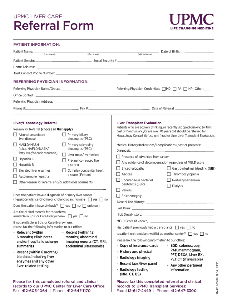 Fillable Online Upmc Liver Care Referral Form Fax Email Print - pdfFiller