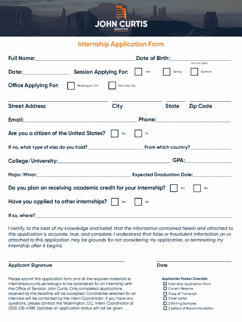 Fillable Online Internship Application Form Fax Email Print - pdfFiller