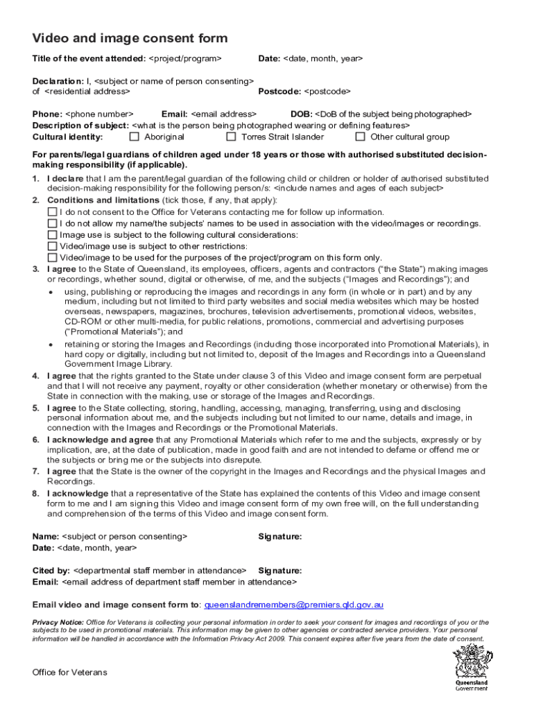 Fillable Online Video and Image Consent Form Fax Email Print - pdfFiller