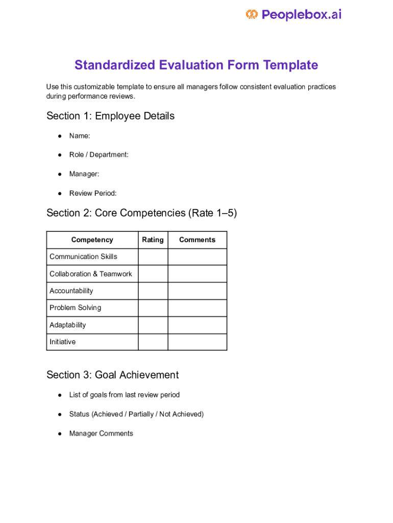 Fillable Online Standardized Evaluation Form Fax Email Print - pdfFiller