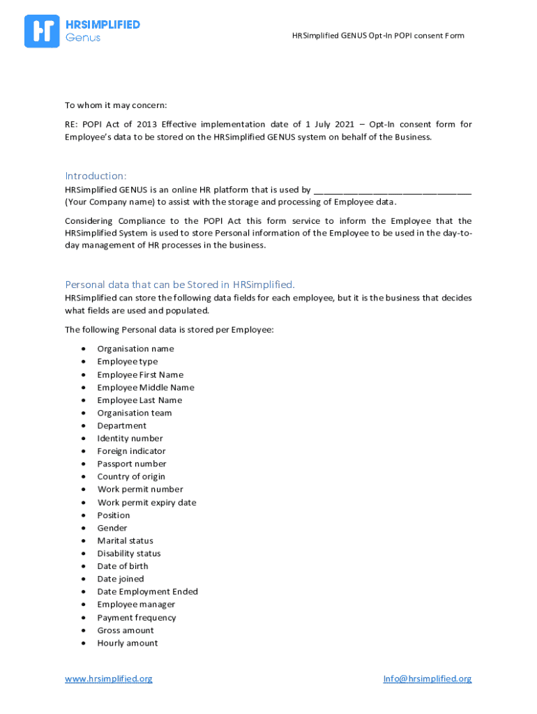 Fillable Online Popi Consent Form Fax Email Print - pdfFiller