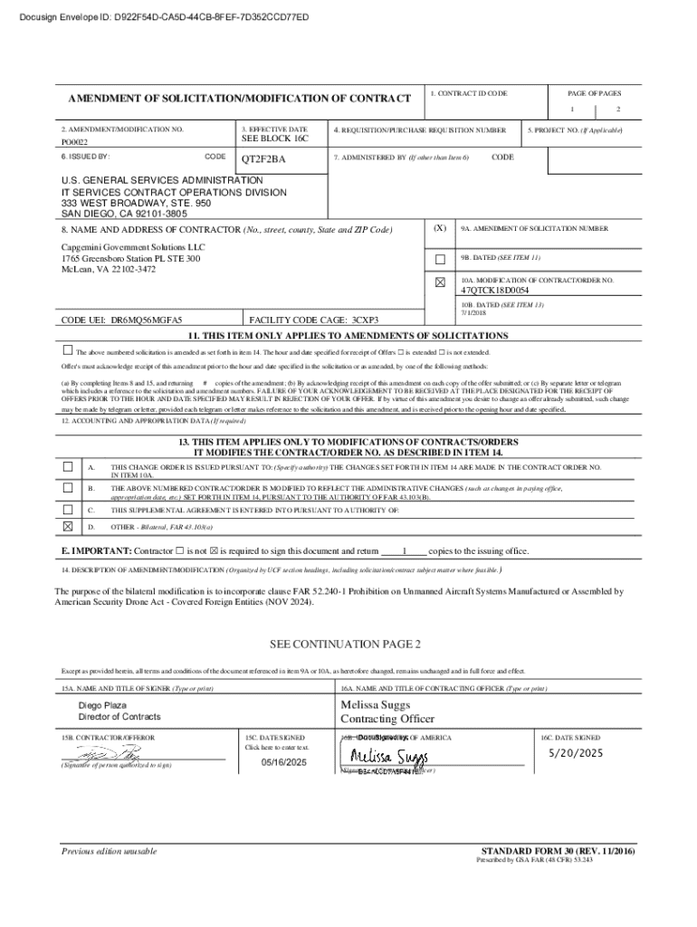 Fillable Online Amendment of Solicitation/modification of Contract Fax Email Print - pdfFiller
