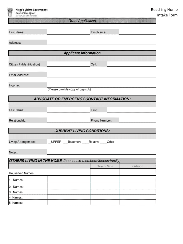 Fillable Online Reaching Home Grant Application Fax Email Print - pdfFiller