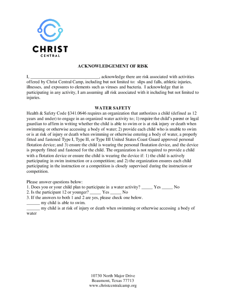 Fillable Online Acknowledgement of Risk and Waiver of Liability Fax ...