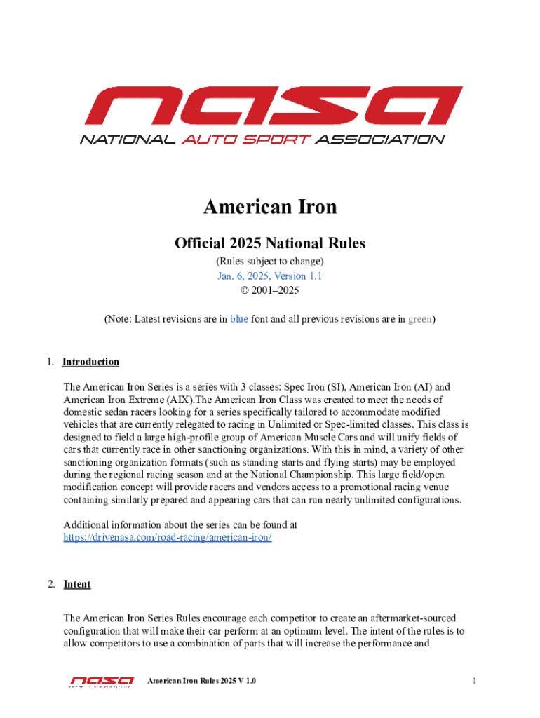 Fillable Online American Iron Series Rules Fax Email Print - pdfFiller