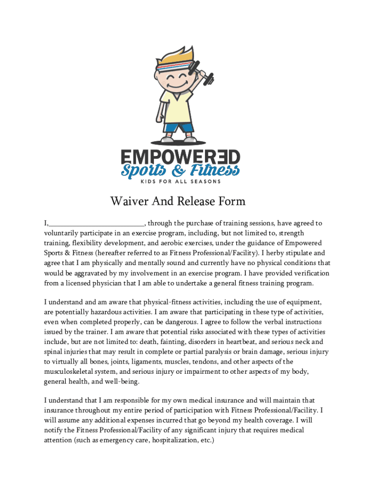 Fillable Online Waiver and Release Form Fax Email Print - pdfFiller