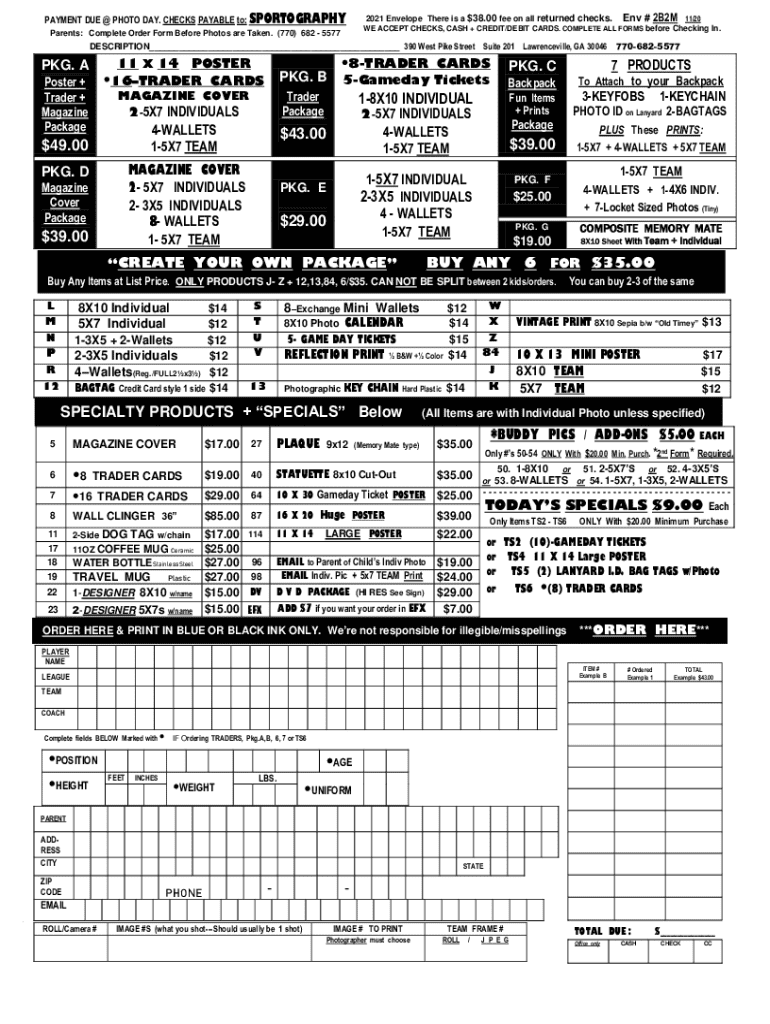 Fillable Online Order Form for Photo Packages Fax Email Print - pdfFiller