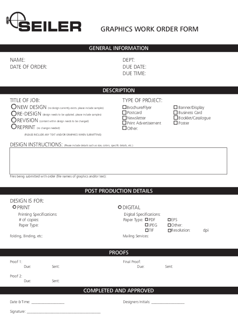 Fillable Online Graphics Work Order Form Fax Email Print - pdfFiller