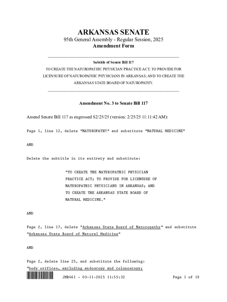 Fillable Online Amendment No. 3 to Senate Bill 117 Fax Email Print ...