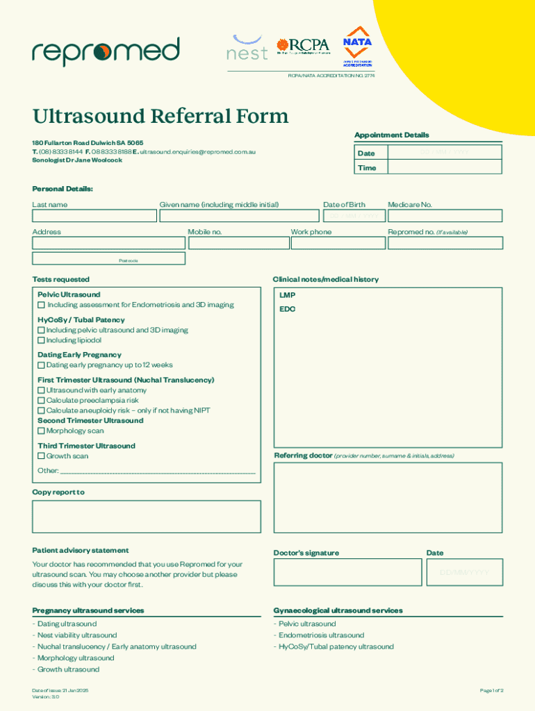 Fillable Online Ultrasound Referral Form Fax Email Print - pdfFiller