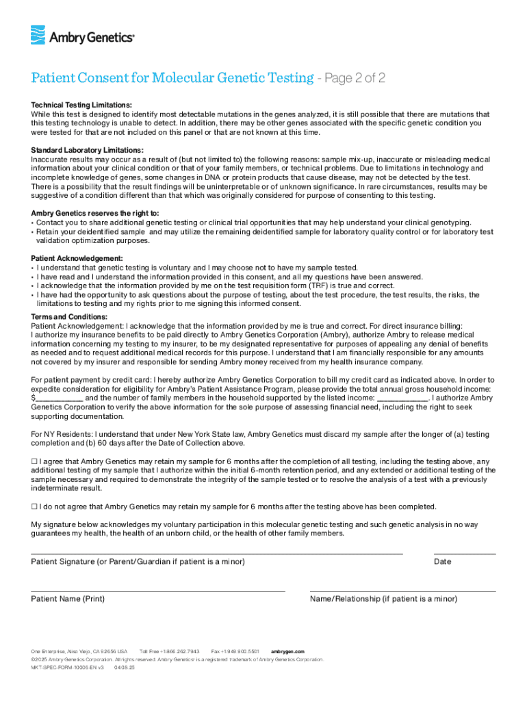 Fillable Online Patient Consent for Molecular Genetic Testing Fax Email ...